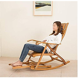 CHLDDHC Rocking Chair Armchair Lounging Rocker Deck Relaxing Recliner Lounger Seat Bamboo Indoor Outdoor