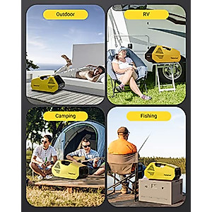EUASOO Portable Air Conditioners, 2380BTU Fast Cooling Outdoor Air Conditioner, 240W Low Power Consumption Portable Mini Air Conditioner for Camping Tent, RV, Car, Truck, Van and Fishing-Yellow