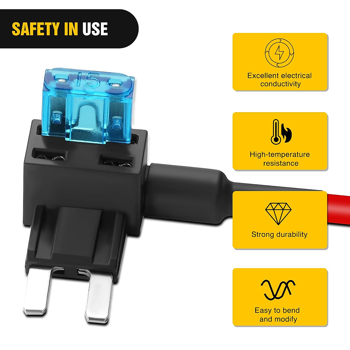 Nilight - 50040R 12V Car Add-a-Circuit Fuse Adapter with Standard and Mini TAP Profile TAP Blade Fuse for Cars Trucks Boats, 10 Pack Fuse Holder-3 types, 2 Years Warranty,Blue, Red, Black
