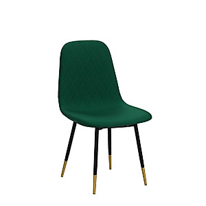 NORDICANA Velvet Dining Chairs Kitchen Plain Color Chair Upholstered Side Stools with Backrest Metal Legs Set of 4, Kelly Green
