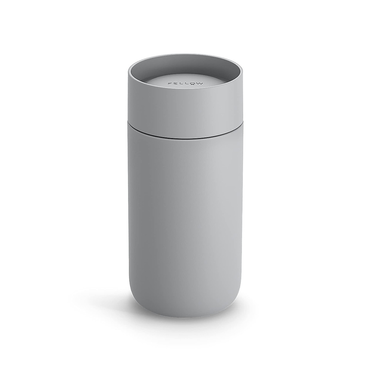 Fellow Carter Move Mug with 360º Sip Lid - Open Top Coffee To-Go Tumbler with Ceramic Interior, Vacuum-Insulated Stainless Steel, Matte Grey, 12 oz Cup