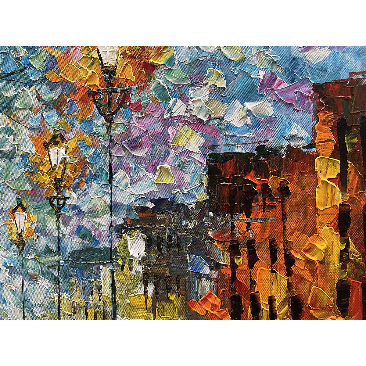 Alenoss Abstract Canvas Paintings 3D Modern Oil Paintings on Canvas 28x40 Inches Contemporary Colorful Landscape Wall Art Romantic Couples Blue Artwork for Home Decorations