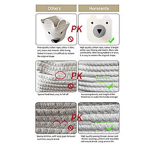 Homearda Cotton Rope Basket,Baby Hamper,Cute Bear Basket,Storage Basket ,Woven Laundry Hamper,Toy Storage Bin,Gifts – Pet or Baby Gift Baskets- White-12 x 10 - easy to reshape