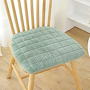 Plush Chair Pad,Kitchen Dining Chair Cushion Simple Seat Cushion with Washable Cover and Non Slip Ties,Soild Color Seat Pad for Living Room Office Balcony(40x43cm(16x17inch), Green a)