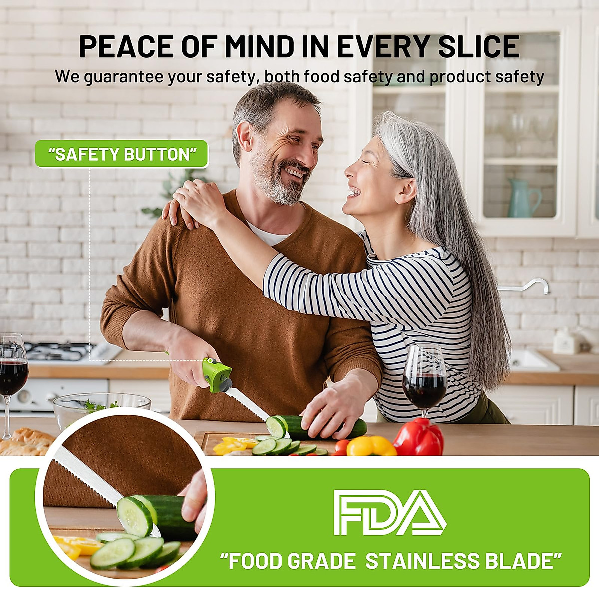 Eyoyofishcam Cordless Electric Knife, Rechargeable Battery Powered Knife w/ 2 Reciprocating Serrated Stainless Steel Blades, for Carving Meat Turkey Fish Fillet Bread Slicing Cutting