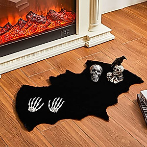 Xuhal Bat Rug Halloween Rug Gothic Rug Welcome Mat Soft Indoor Modern Area Rugs for Living Room Children Bedroom Home Decor Nursery Holiday Decorative