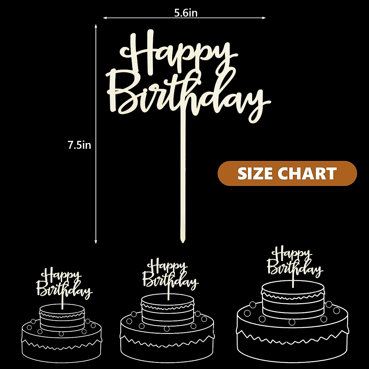 CC TOWN Wooden Happy Birthday Cake Toppers, Birthday Party Decoration Supplies, Premium Quality Decoration(Design 02)