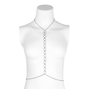 Jerany Silver Body Chain Sexy Crossover Thin Bra Waist Belly Body Bikini Chains Beach Body Necklace Jewelry Nightclub for Women (Silver)