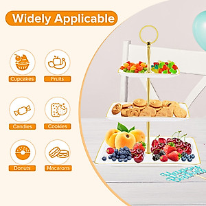Hoedia 3 Tier Cupcake Stand Tower, White Plastic Cup Cake Holder for Dessert Table, Tiered Serving Tray for Tea Party, Baby Shower, Wedding and More (Square)