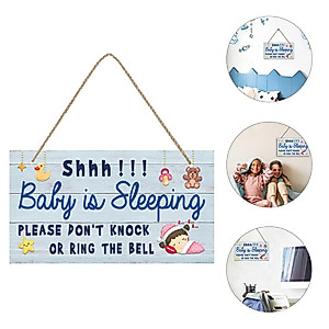 Baby Sleeping Sign Baby Sleeping Plaque Baby is Sleeping Sign Porch Sign Sleeping Baby Door Sign Do Not Knock or Ring Doorbell Sign No Disturb Sign Baby Room Hanging Sign