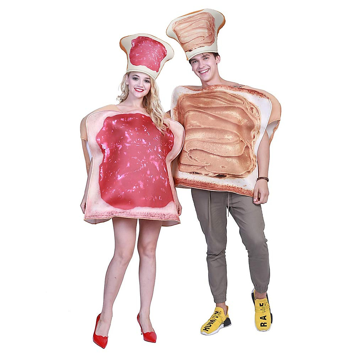 EraSpooky Couple Halloween Costume Bread Slices Peanut Butter and Jelly Adults Cosplay Party Funny Food Mascot (Only a Pair of Hats)