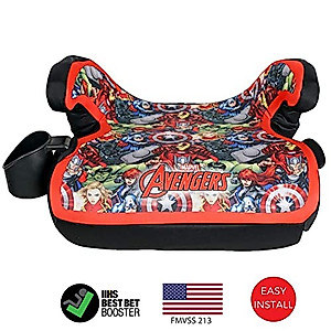 KidsEmbrace Marvel Avengers Group Backless Booster Car Seat with Seatbelt Positioning Clip, Red, Blue, Yellow, and Green