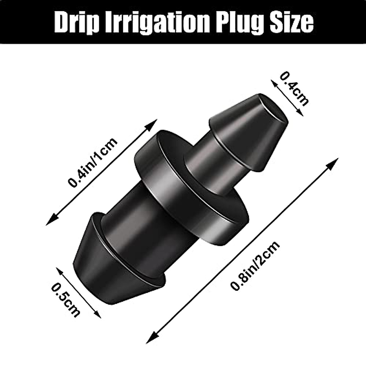 300 Pieces Drip Irrigation Plugs Drip Irrigation 1/4 Inch Tube Closure Goof Hole Plugs Irrigation Stopper for Home Garden Lawn Supplies, Black