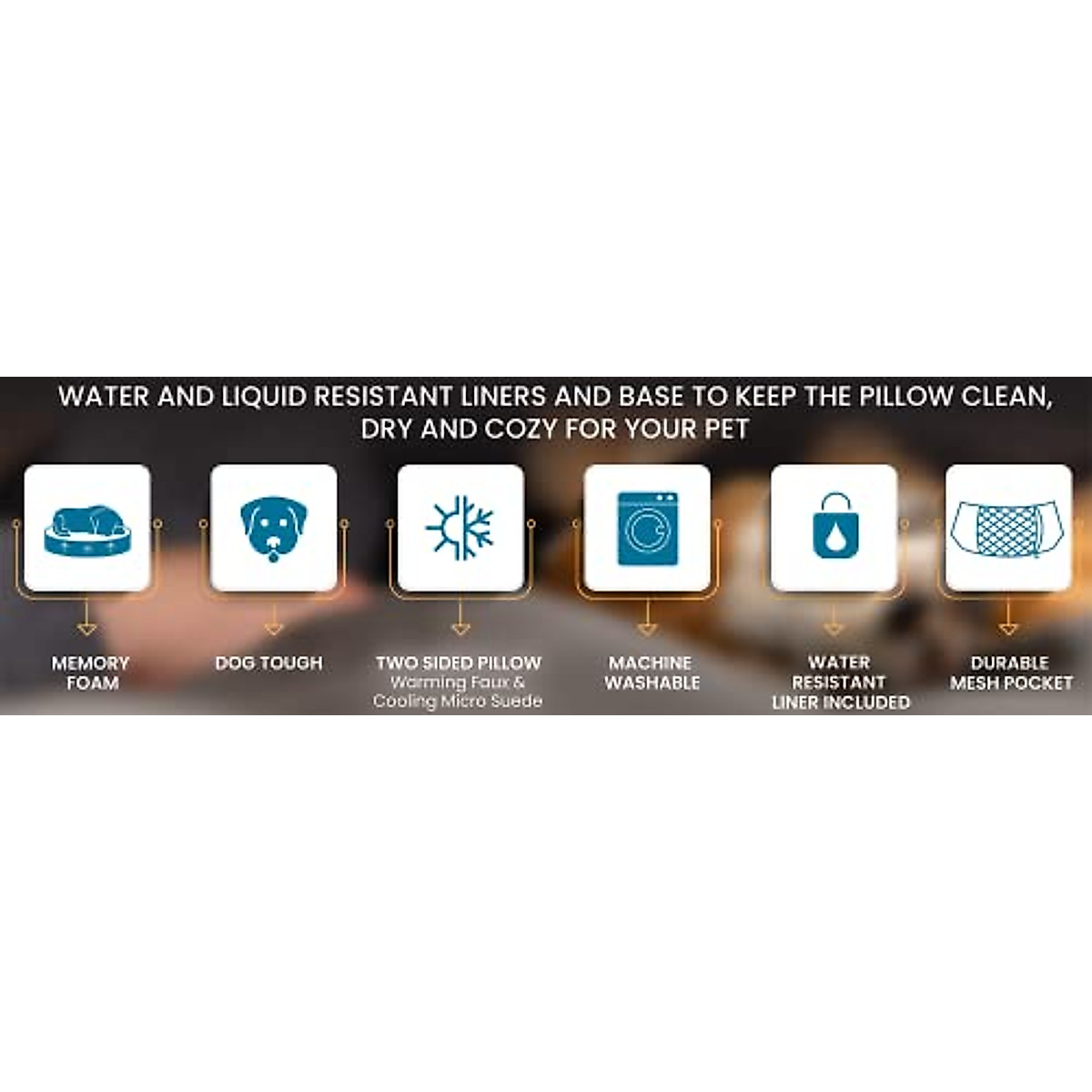 PetMedics Calming Orthopedic Washable Dog Bed with Warming & Cooling Memory Foam Pillow - Chew Proof & Waterproof Bed for Extra Large, Large, Medium, Small Dogs, Puppy, Cat, Kittens, and Pets