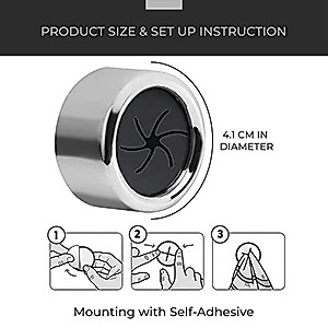 6 Towel Holders Towel Hooks Round Chrome Easy Installation Wall Mount for Kitchen Bathroom Cabinet Garage Hand Dish Shower Outdoor Towel No Drilling