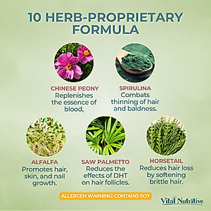 VITAL NUTRITIVE Vital Hair Complex – Biotin & Vitamin B Hair Vitamins for Women & Men – Supports Healthy Hair, Skin & Nails – Hormone-Free, Gluten-Free – Hair Supplement for Women & Men