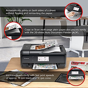Canon TR8620a All-in-One Printer Home Office | Copier |Scanner| Fax |Auto Document Feeder | Photo and Document | Airprint (R) and Android, Black