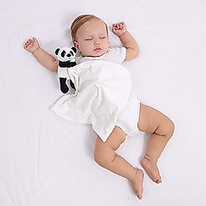 Apricot Lamb Stuffed Animals Security Blanket Panda Infant Nursery Character Blanket Luxury Snuggler Plush (White Panda, 10 Inches)