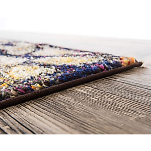 Unique Loom Vita Collection Traditional Over-Dyed Saturated Floral Medallions Area Rug, 8 x 10 ft, Navy Blue/Ivory