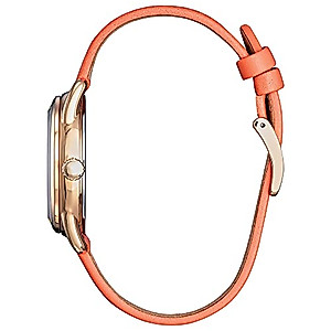 Citizen Eco-Drive Ladies' Disney Minnie Mouse Gardening Watch, Gold Tone with Coral Strap, Floral, 3-Hand Date, 36mm (Model: FE6087-04W)