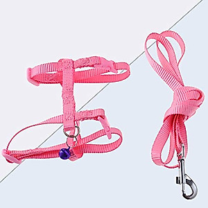 UEETEK Adjustable Pet Rabbit Harness,Small Animal Harness Leash Lead with Small Bell for Pets Walking Running (Pink)