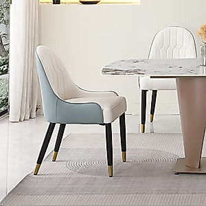 Montary Dining Chairs Set of 2, Mid Century Modern Faux Leather Chair with Solid Wood Metal Legs and Ergonomic Backrest for Living Kitchen Dining Room Chairs (Not Include Table)