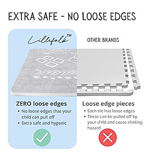 Lillefolk Stylish Foam Play Mat for Baby. Soft, Thick, Non-Toxic Playmat, Covers 6 ft x 4 ft, Interlocking Puzzle Tiles for Tummy Time and Crawling (Gray)