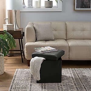 Simplify Faux Leather Cube Storage Ottoman, Black (F-0625-BLACK)
