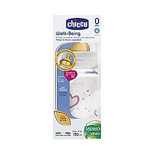 Chicco Girl 00020710100000 Welfare Glass Regular Natural Flow Bottle, Pink, 150 ml