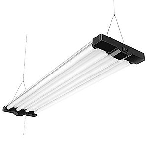 FAITHSAIL Linkable 4FT LED Low Bay Shop Light, 48 Inch 5000K Daylight Utility Shop Light for Workshop, 4 Lamp 80W 9000lm, 250W Fluorescent Equivalent, Linear Hanging Lights Fixture, 1 Pack