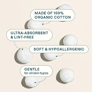 Cliganic Organic Super Jumbo Cotton Balls (200 Count) - Hypoallergenic, Absorbent, Large Size, 100% Pure (Packaging May Vary)