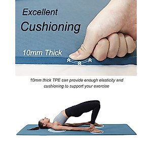 YR Yoga Mat Non Slip Exercise Mat Large 76"x35" 10mm Extra Thick Workout Mats for Women Men, Eco TPE Yoga Mats with Bag - Blue