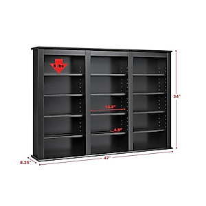 Prepac Triple Wall Mounted Storage, Black