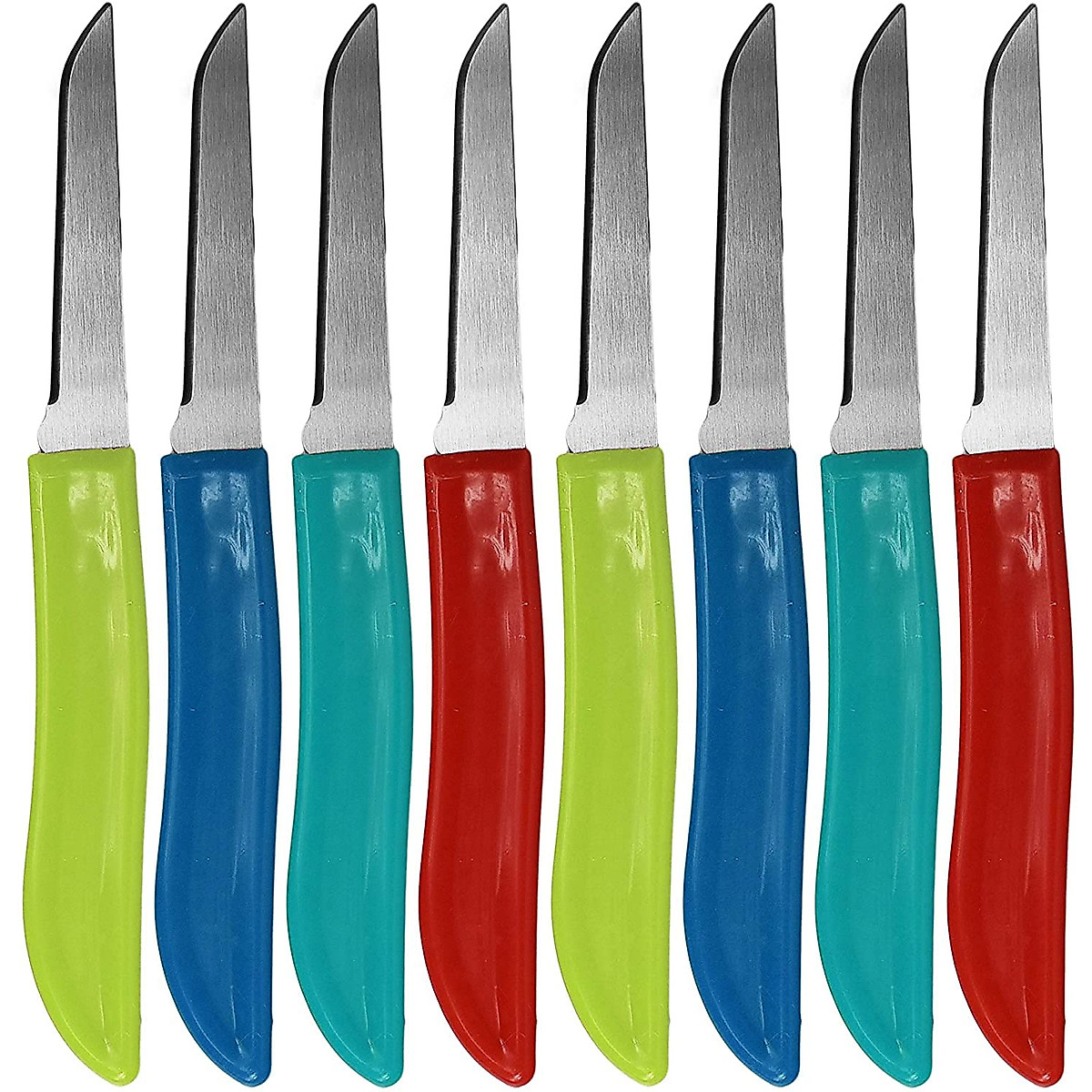 Set of 8 Paring Knives - (Assorted Colors) - Great Starter Pack - Blade Measures 2.625" - 6" Total (8)