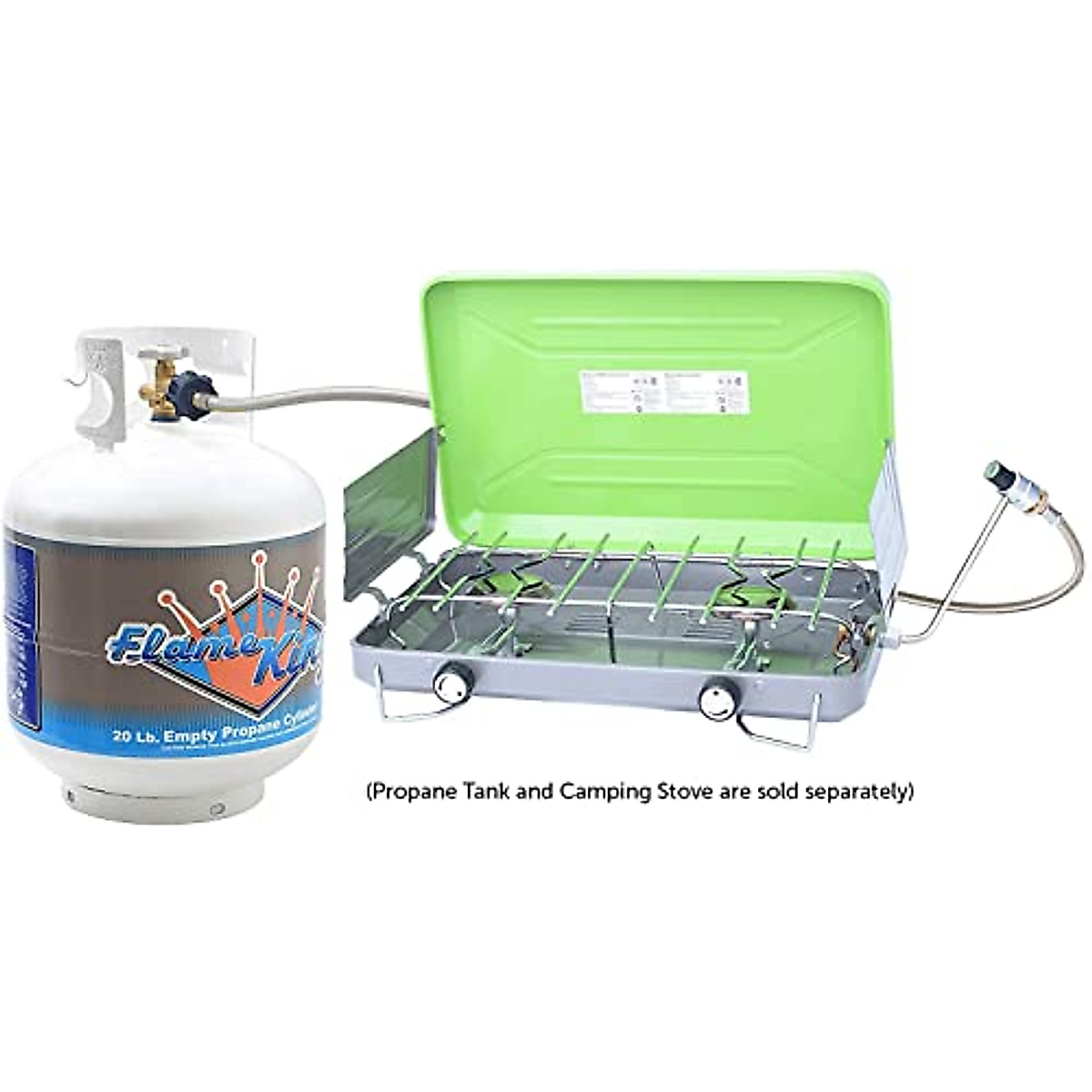 Flame King SS-QCC-1LB 5-FT Steel Braided Hose, 1 lb to 20 lb Adapter, Connects Portable Appliances to Standard Propane QCC1/Type1 Tank