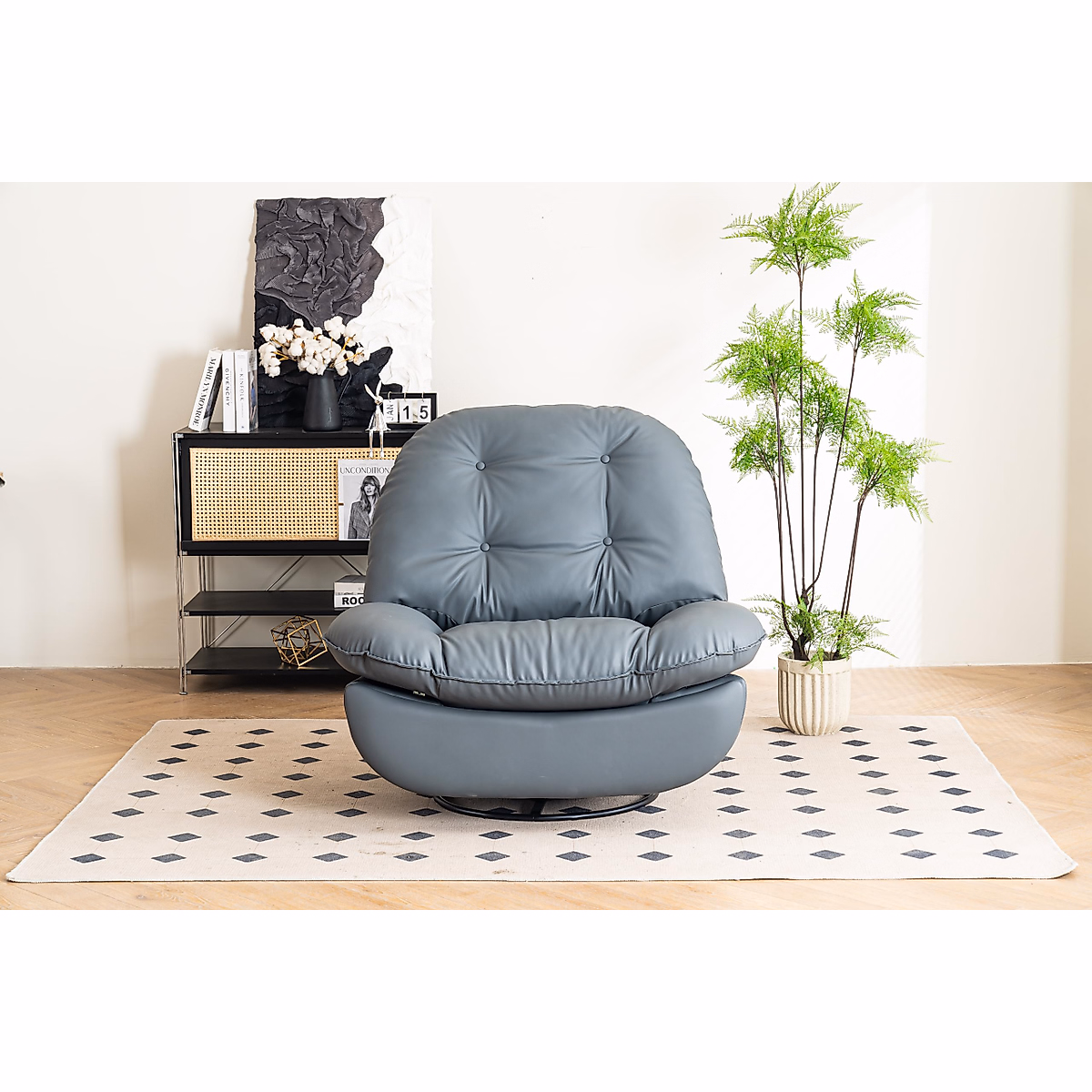 Tiokop Power Lift Recliner Swivel Oversized High-Density Sponge Sofa Glider Rocker Comfy Rocking Chair with USB Charger,Bluetooth Music Player,Cellphone Holder and Footrest for Home Office(Grey)