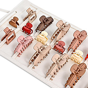 Lolalet Hair Claw Clip Organizer, 1 Pack Hanging Hair Clip Organizer Storage for Women Girl, Wall-Mounted Hair Claw Clip Holder Organizer, Claw Clip Storage Display for Wall Door Closet -Beige