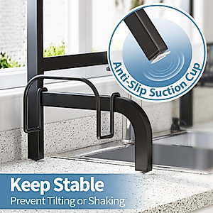 Urackify Over The Sink Dish Drainer Drying Rack, Adjustable (25.19"-37.4") Over Sink Dish Drying Rack, Extra Large Extendable Dish Rack Above Kitchen Sink, 2 Tier Dish Strainer with Storage Basket