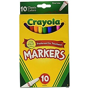 Crayola Markers, Fine Line, Classic Colors, 10 ct. (3 Pack)