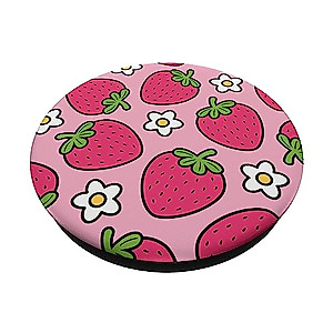 Cute Strawberry Print Strawberries Pastel Pink PopSockets Swappable PopGrip