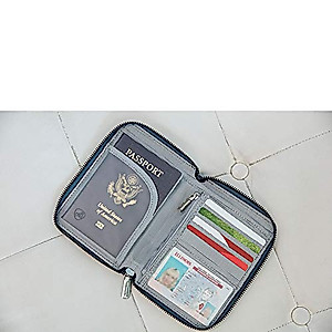 Travelon RFID Blocking Passport Zip Wallet, Ocean, 4 x6 .5