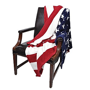 Oversized USA Flag Fleece Throw Blanket, 60 inch x 80 inch Red/White/Blue