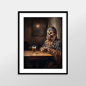 Star Wars Bar Art Prints - Premium Giclee Fine Art Print - Aesthetic Man Cave Wall Décor, Bourbon Whiskey Print Poster for Bar and Home Decor, Ready to Frame