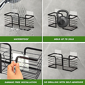 Fixwal 3-Pack Shower Caddy Bathroom Storage Rack with Soap Holder, Anti-Rust Strong Adhesive Storage Rack No Drilling Required, For Interior Shower Home Kitchen Storage Rack (Black)