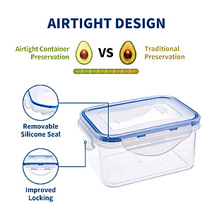 KIGI [6 Pack] 6.1OZ/17OZ Mixed Size Airtight Plastic Food Storage Containers Set, Rectangular Small Storage Boxes, Microwave, Freezer and Dishwasher Safe