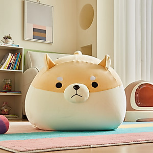 Stuffed Animal Storage Bean Bag Chair Cover for Kids Yellow Dog Shiba Inu Bean Bag Chair for Girls XX-Large Size Toy Organizer Cover Only Without Filling