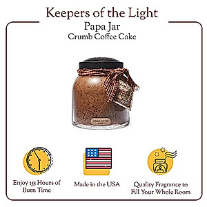 A Cheerful Giver — Crumb Coffee Cake - 34oz Papa Scented Candle Jar with Lid - Keepers of the Light - 155 Hours of Burn Time, Gift for Women, Brown