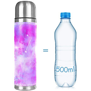 Stainless Steel Leather Vacuum Insulated Mug Starry Sky Thermos Water Bottle for Hot and Cold Drinks Kids Adults 16 Oz