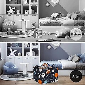 Clastyle Boy Room Sports Ball Toy Basket Soccer Basketball Baseball Clothes Storage Basket Rectangle Nursery Classroom Book Shelf Basket