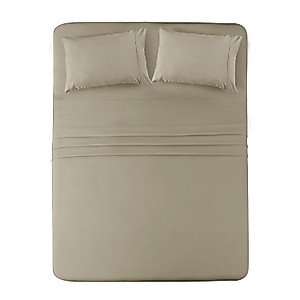 IR Imperial Rooms Beige Full Size Bed Sheets - 4 Pcs Luxury Sheets & Pillowcases for Spa, Hotels, Guest Bedroom & Airbnbs - Brushed Microfiber Full Size Sheets